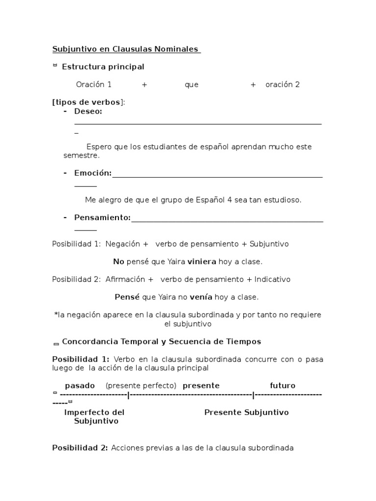 Subjuntivo en Clausulas Nominales | PDF | Crecimiento personal y ...