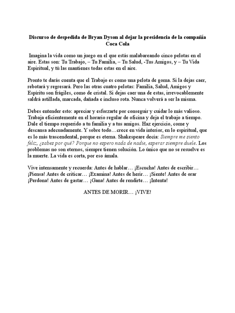 Discurso Bryan Dyson | PDF