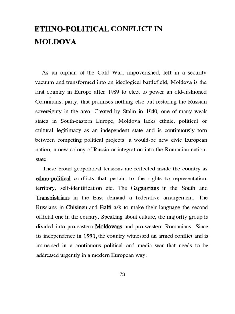 Ethno-Political Conflict in Moldova - Octavian Sofransky | PDF ...