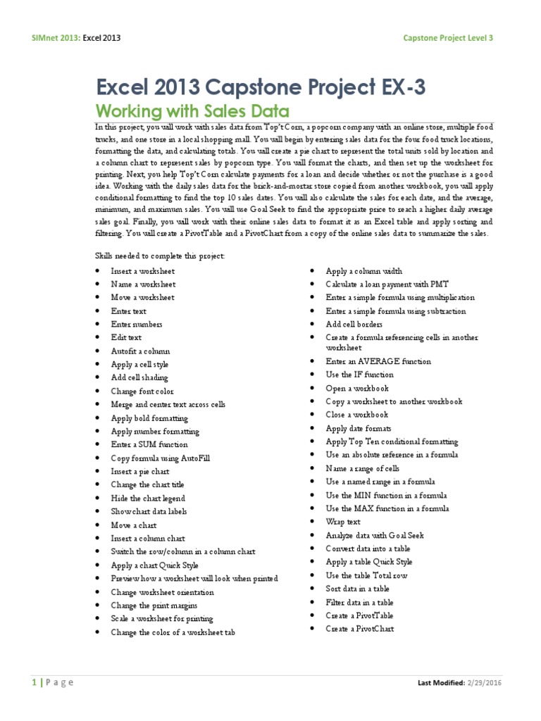 Excel 365 Capstone: Sales Data Analysis | PDF | Worksheet | Chart