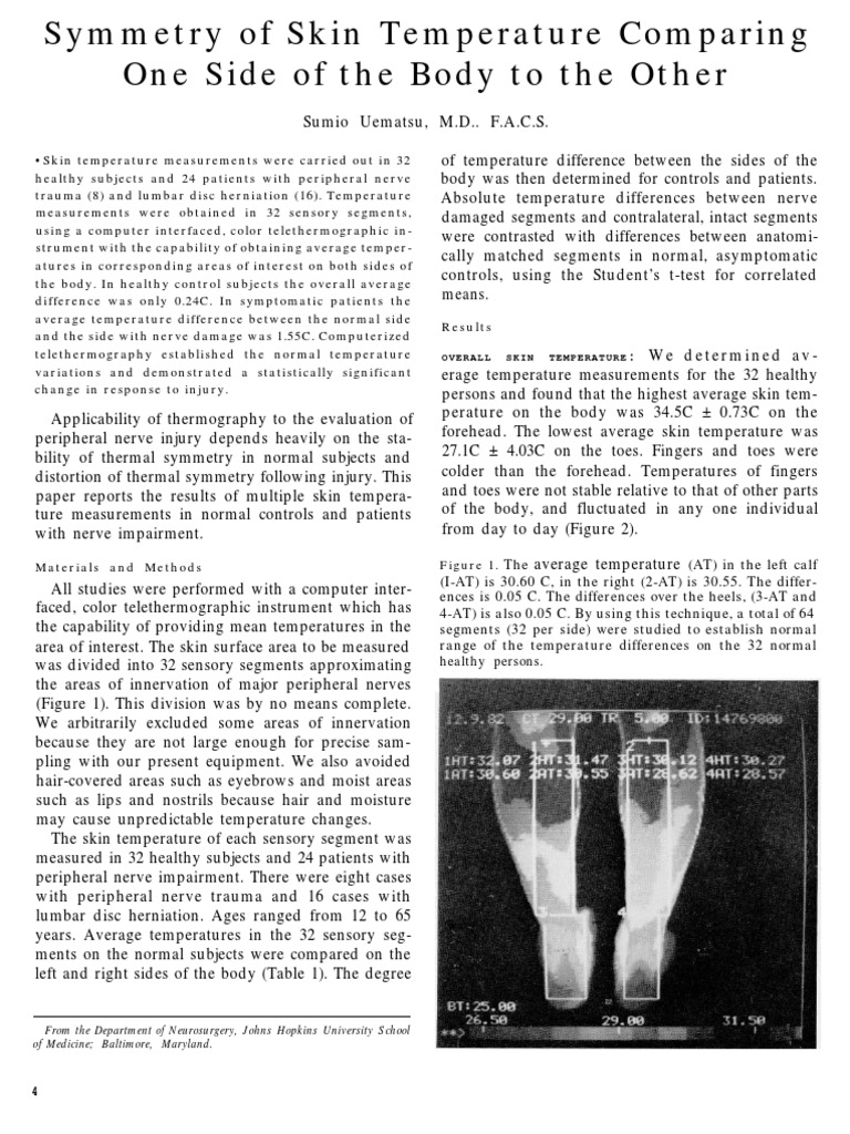 Skin Temperature Variations in Nerve Injury | PDF | Anatomical Terms Of ...