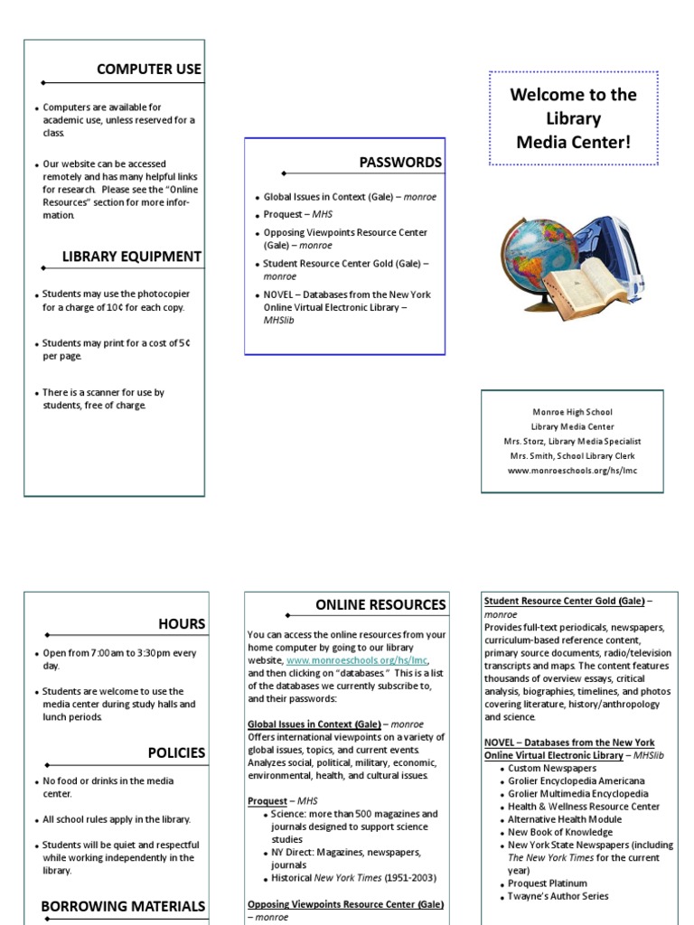 Library Orientation Brochure | PDF | Libraries | Newspapers