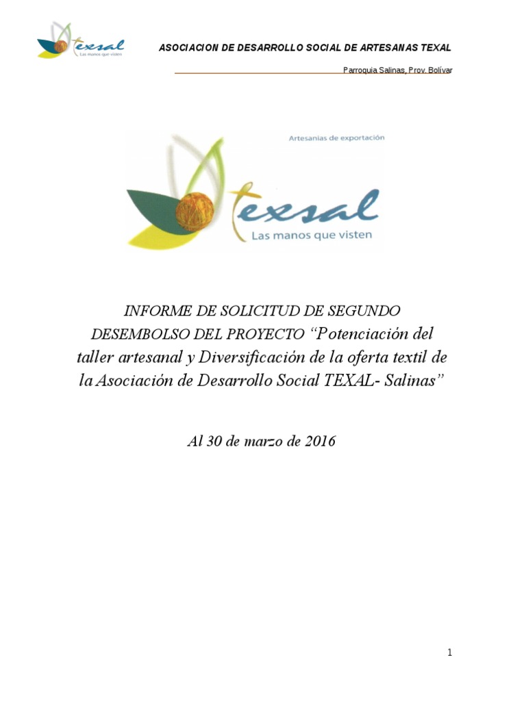 Informe Tecnico Primer Desembolso | PDF | Lana | Cooperativa