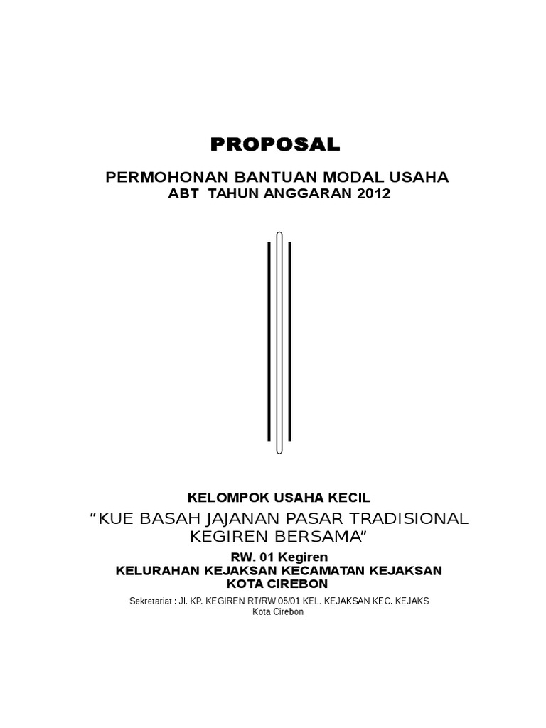 Contoh Proposal Permohonan Bantuan Modal Usaha | PDF