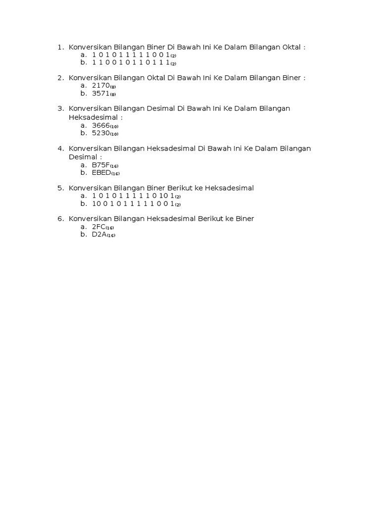 SOAL LATIHAN2 Sistem Bilangan | PDF
