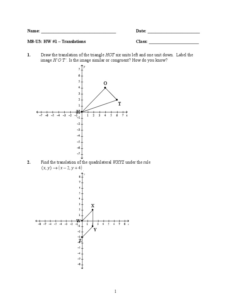 Translations Homework Assignment | PDF | Polygon | Classical Geometry