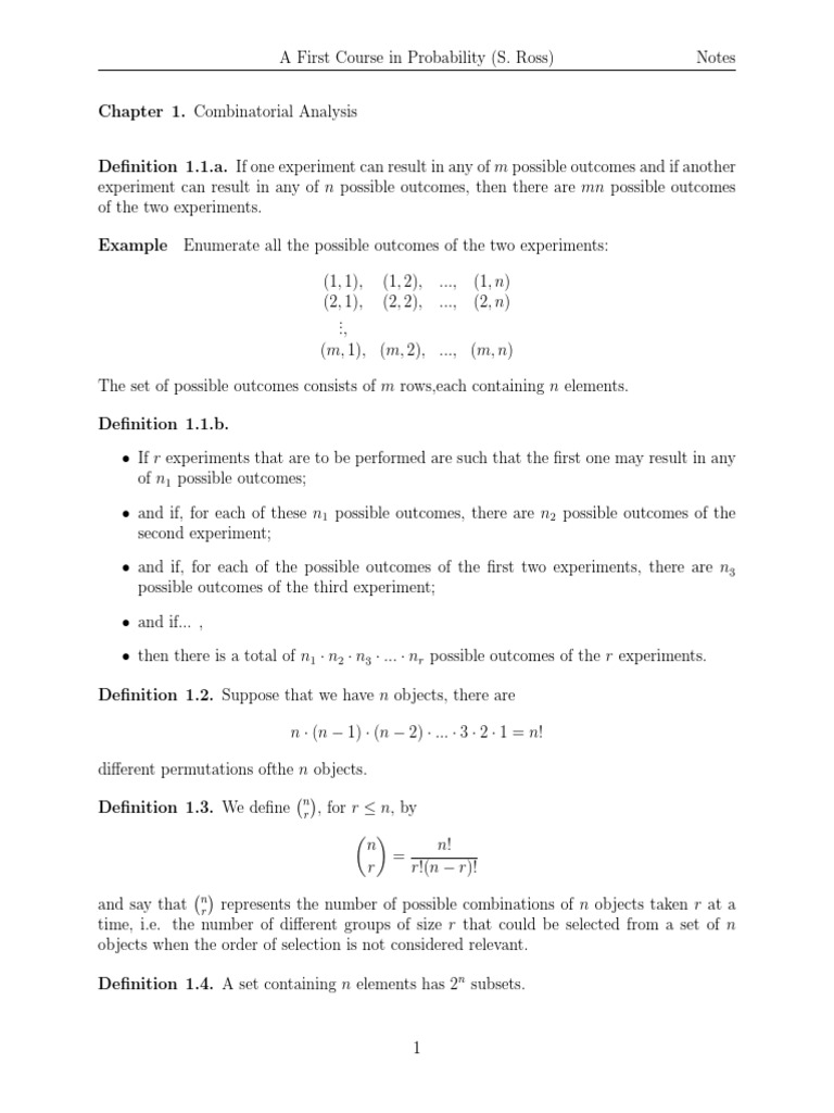 Probability Ross Notes | Probability | Probability And Statistics