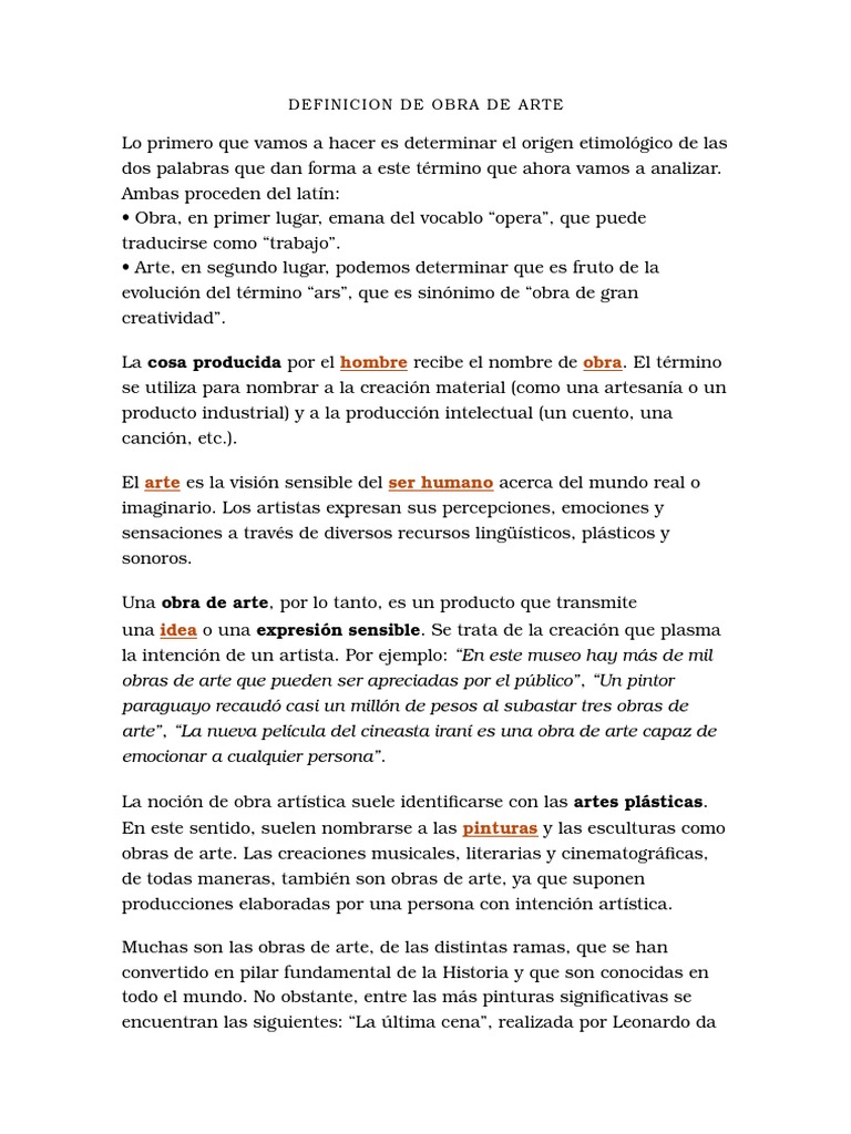 Definición de Obra de Arte | PDF | Obras de arte | Color