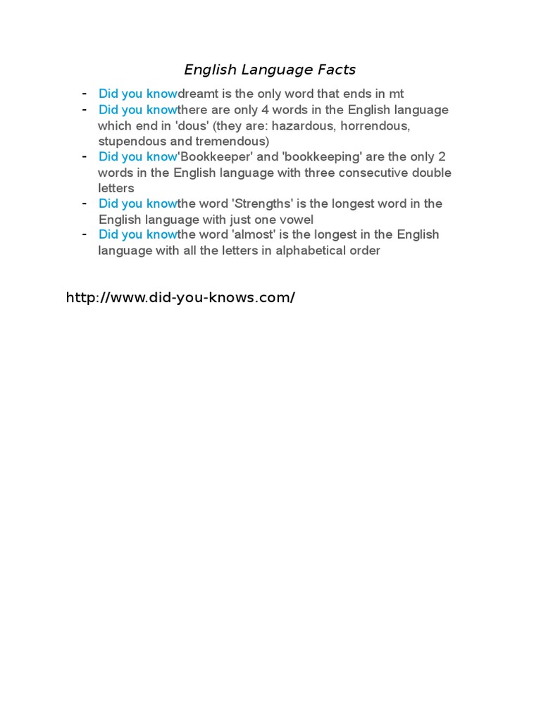 Fun English Language Trivia | PDF | Foreign Language Studies