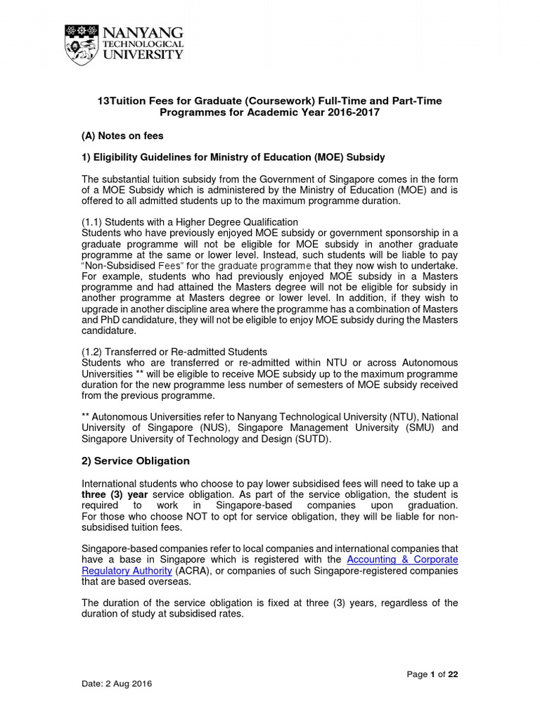 Ay2016-2017courseworkfees Moe Be Mechanical Fees | PDF | Master Of ...