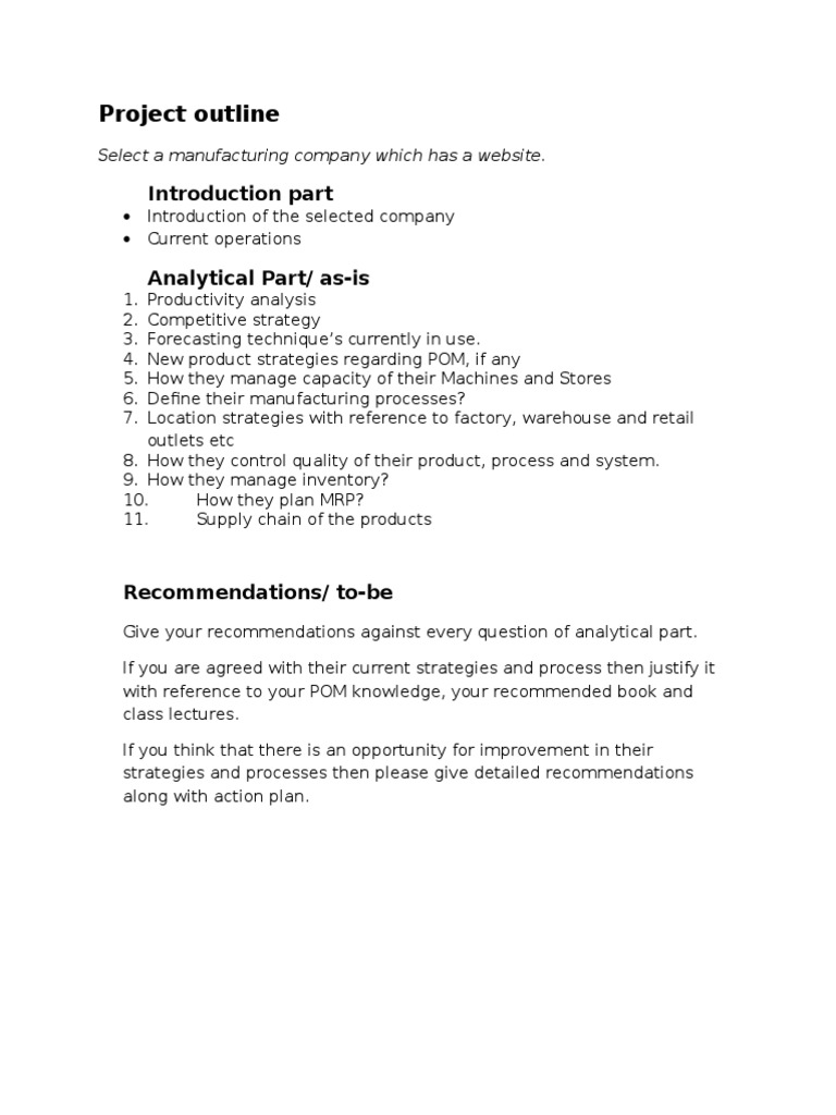 POM Project Outline | PDF