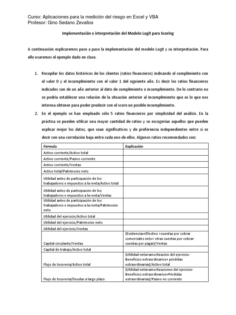 Implementación e Interpretación Del Modelo Logit para Scoring | PDF ...