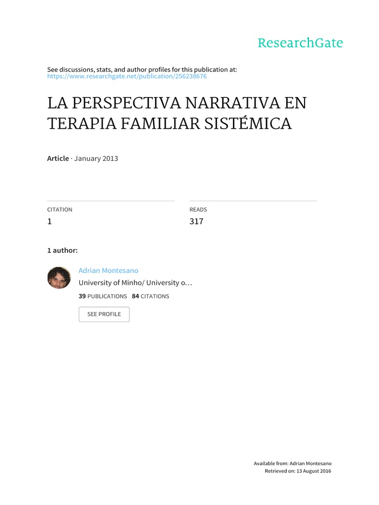 La Perspectiva Narrativa en Terapia Familiar Sistémica | PDF | Psicoterapia | Conocimiento