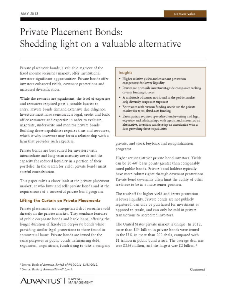 Private Placement Bonds-A Valuable Alternative | Bonds (Finance ...