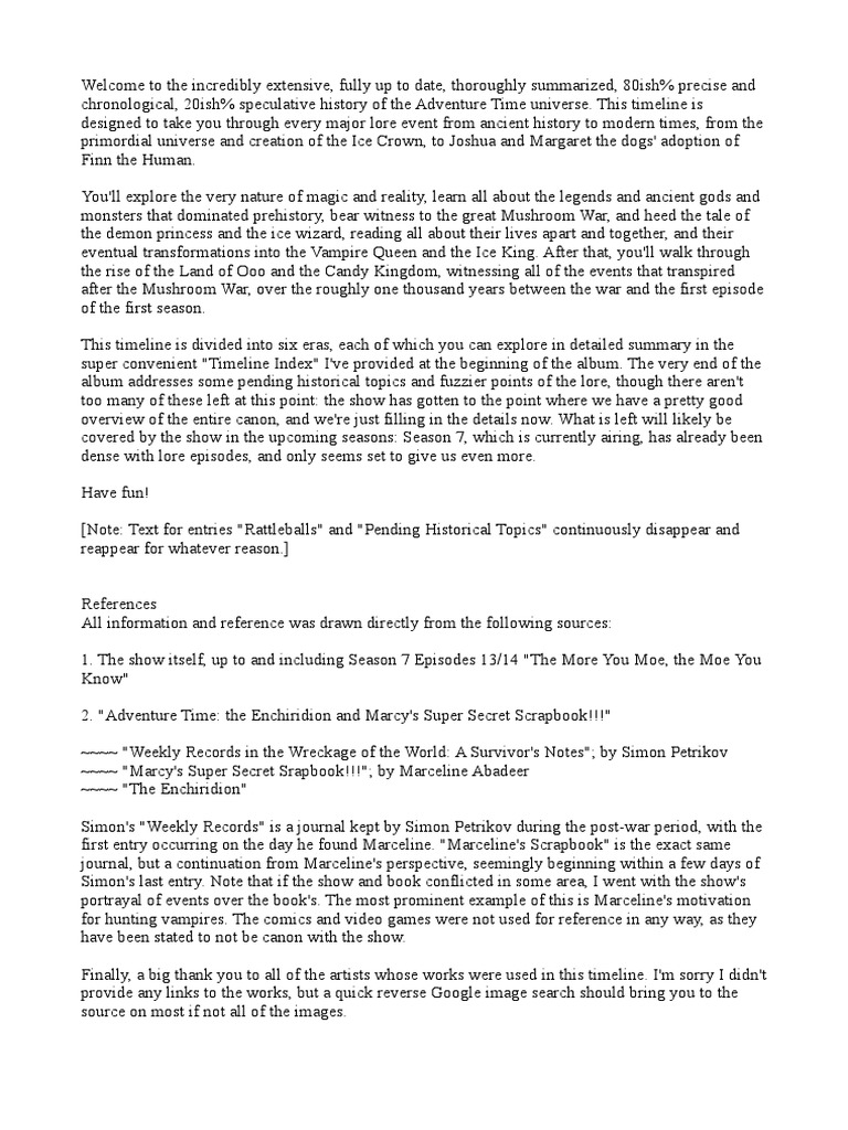 Adventure Time History | PDF | Incarnation | Multiverse