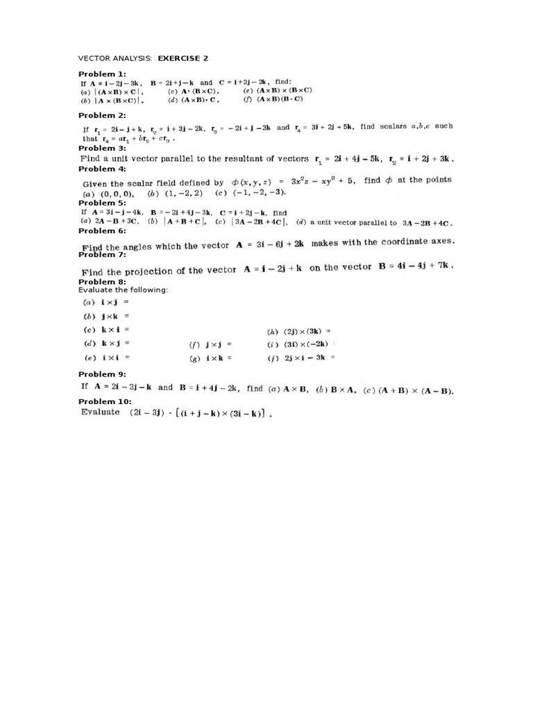 Problem 1:: Vector Analysis: Exercise 2 | PDF | Mathematical Analysis ...