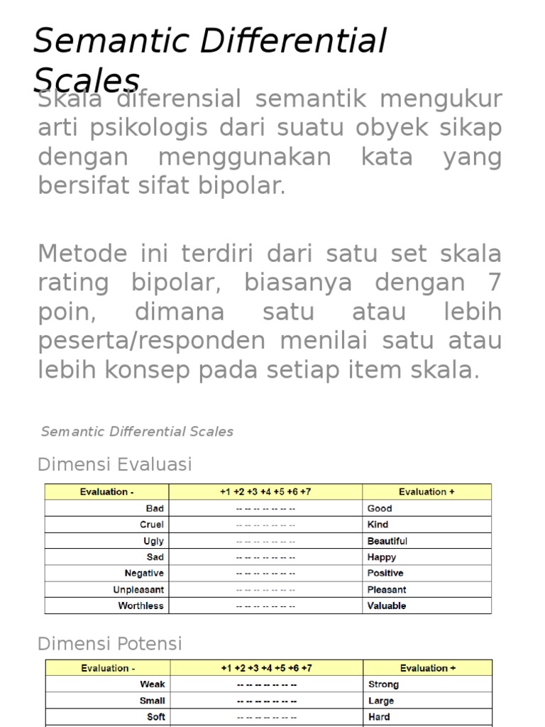 Semantic Differential Scales | PDF