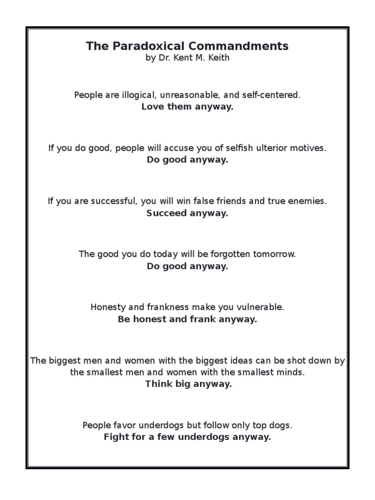 The Paradoxical Commandments | PDF