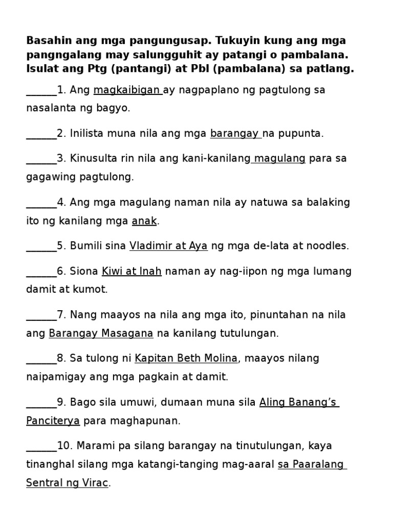 Basahin Ang Mga Pangungusap | PDF
