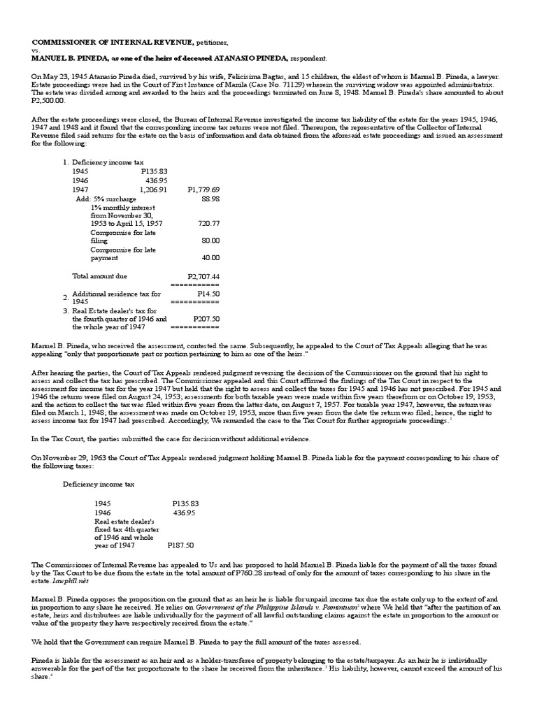 tax cases.docx | Judgment (Law) | Taxes