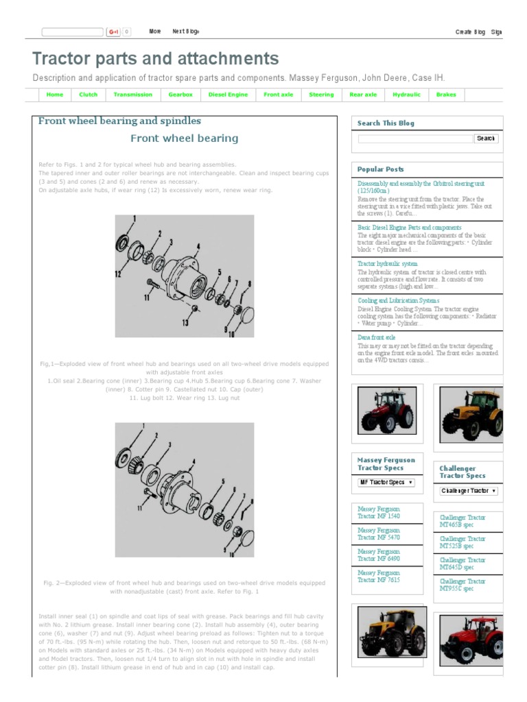 Tractor Front Wheel Bearing Guide | PDF | Tractor | Bearing (Mechanical)