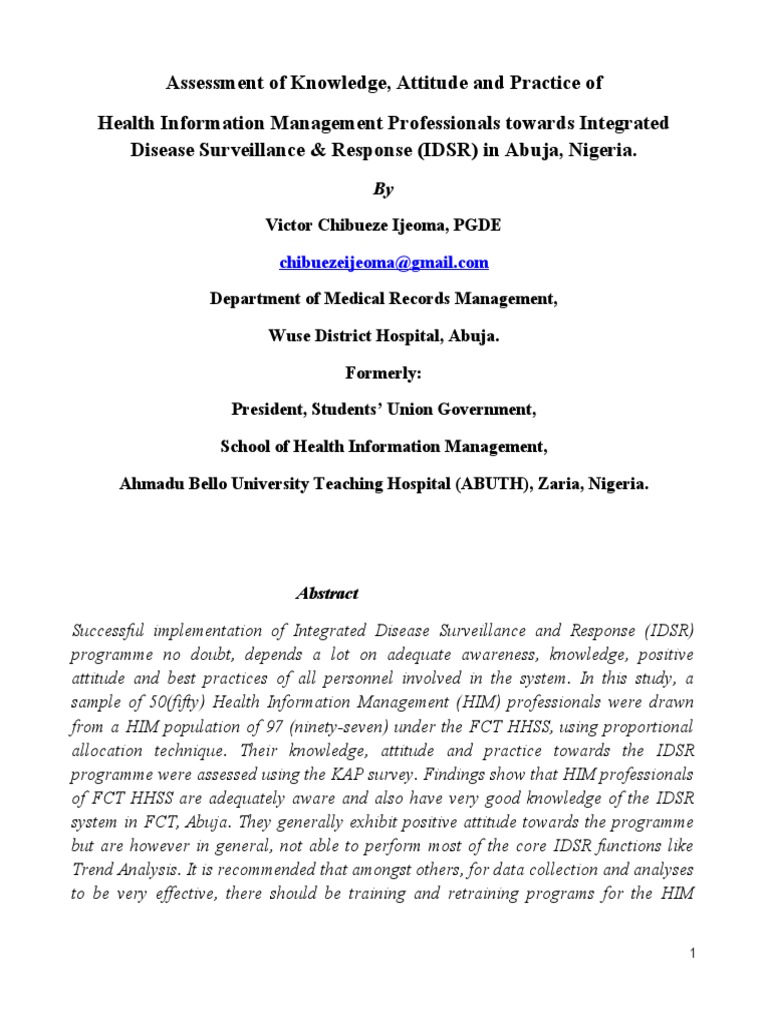 Assessment of Knowledge, Attitude and Practice of Health Information ...