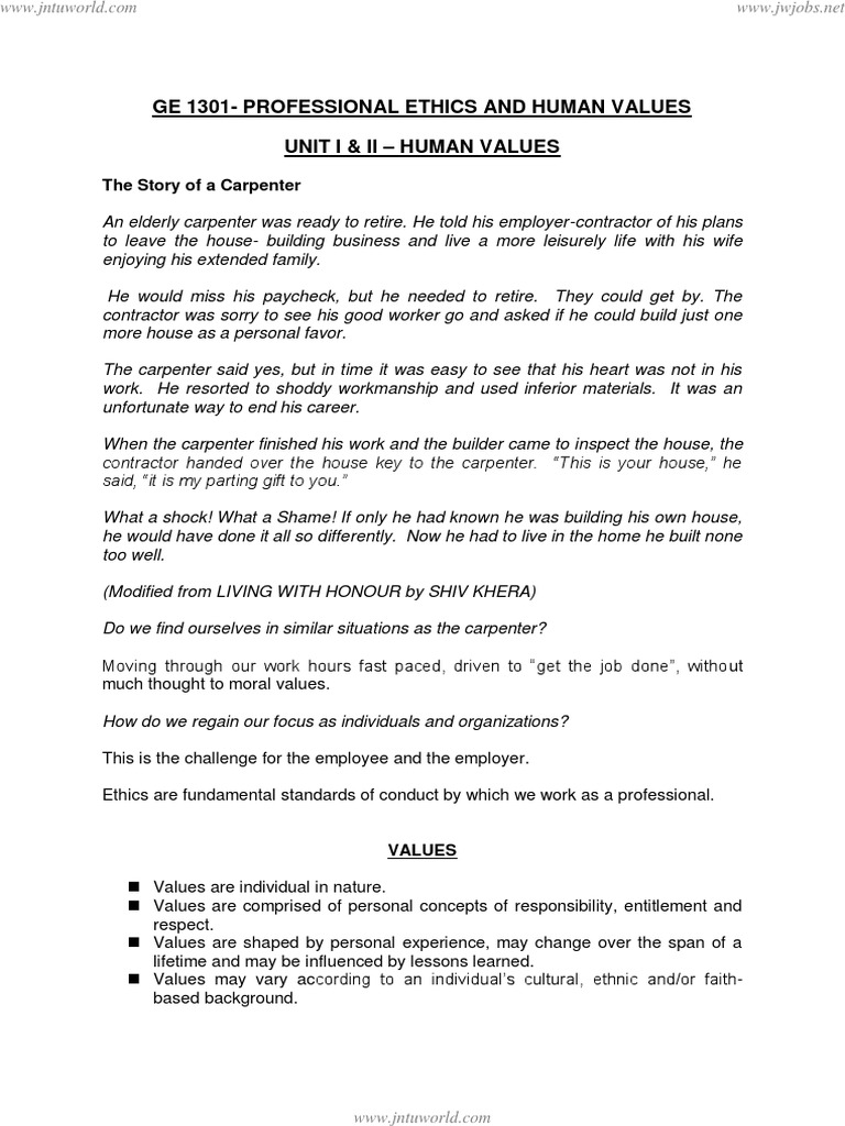 Professional Ethics and Human Values PDF | PDF | Morality | Experiment