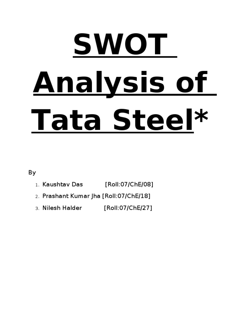 Tata Steel SWOT Analysis Overview | PDF | Steelmaking | Steel
