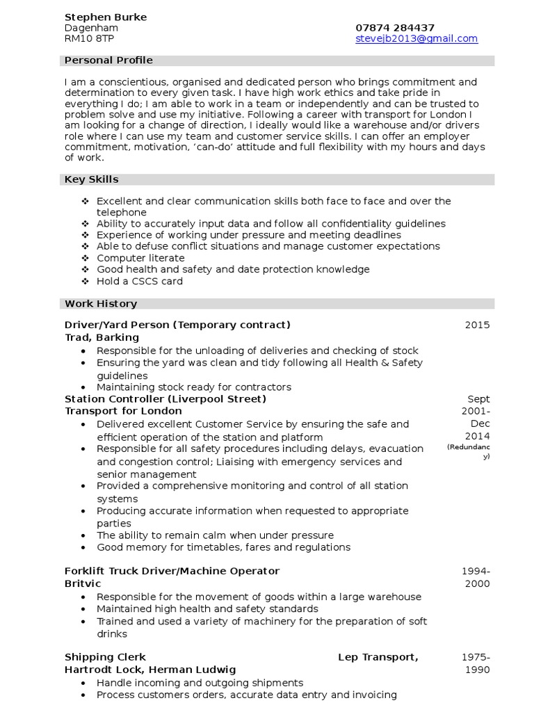 Stephen Burke CV | Download Free PDF | Occupational Safety And Health ...