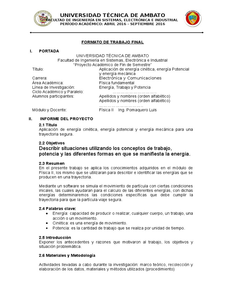 Proyecti Trabajo, Energia y Potencia | PDF | Movimiento (física ...