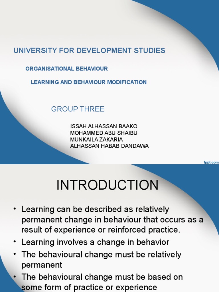 Learning and Behavior Modification Overview | PDF | Self-Improvement