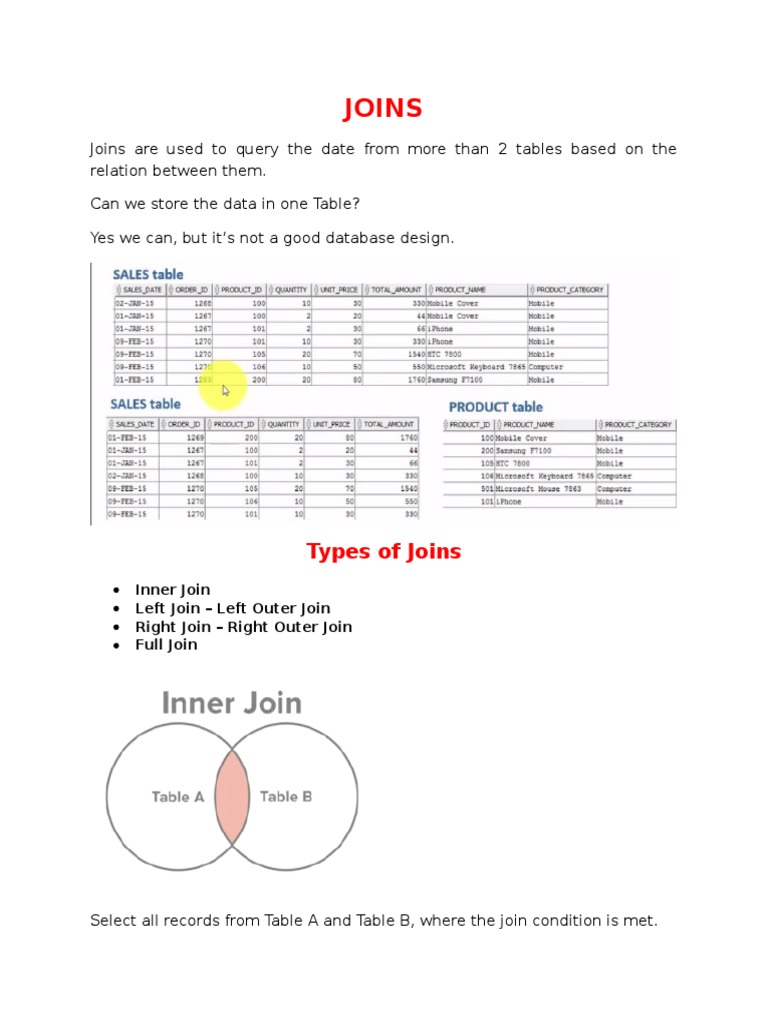 Types of Joins | PDF
