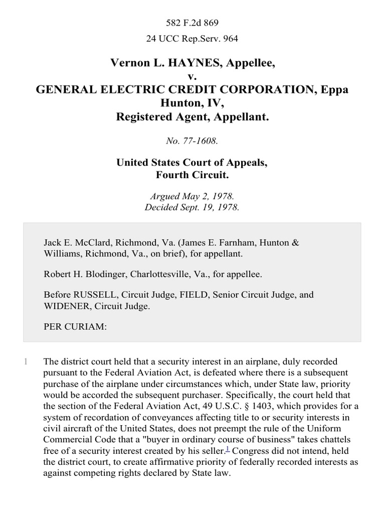 Vernon L. Haynes v. General Electric Credit Corporation, Eppa Hunton ...