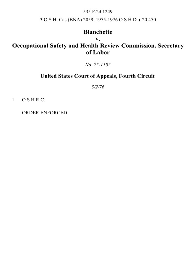 OSHA Case: Blanchette v. OSHRC | PDF | Law
