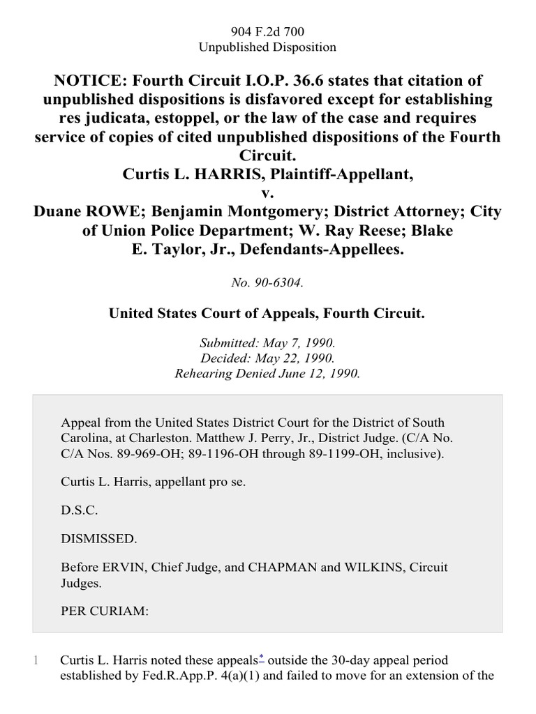 United States Court of Appeals, Fourth Circuit | PDF | Appeal | Precedent