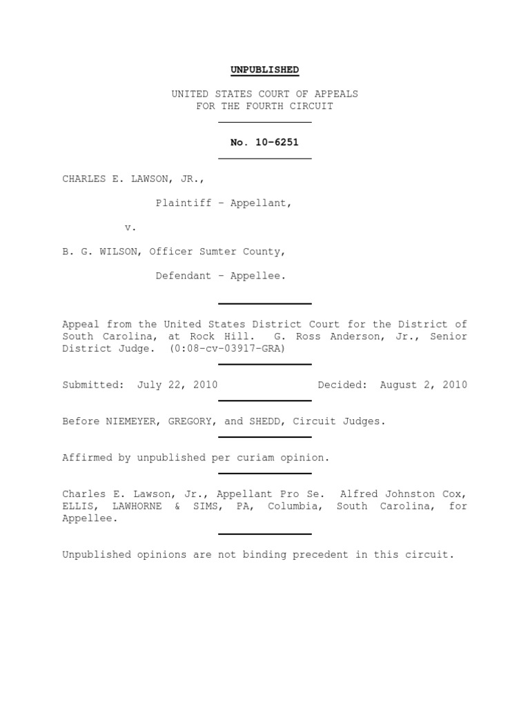 Lawson v. Wilson, 4th Cir. (2010) | PDF
