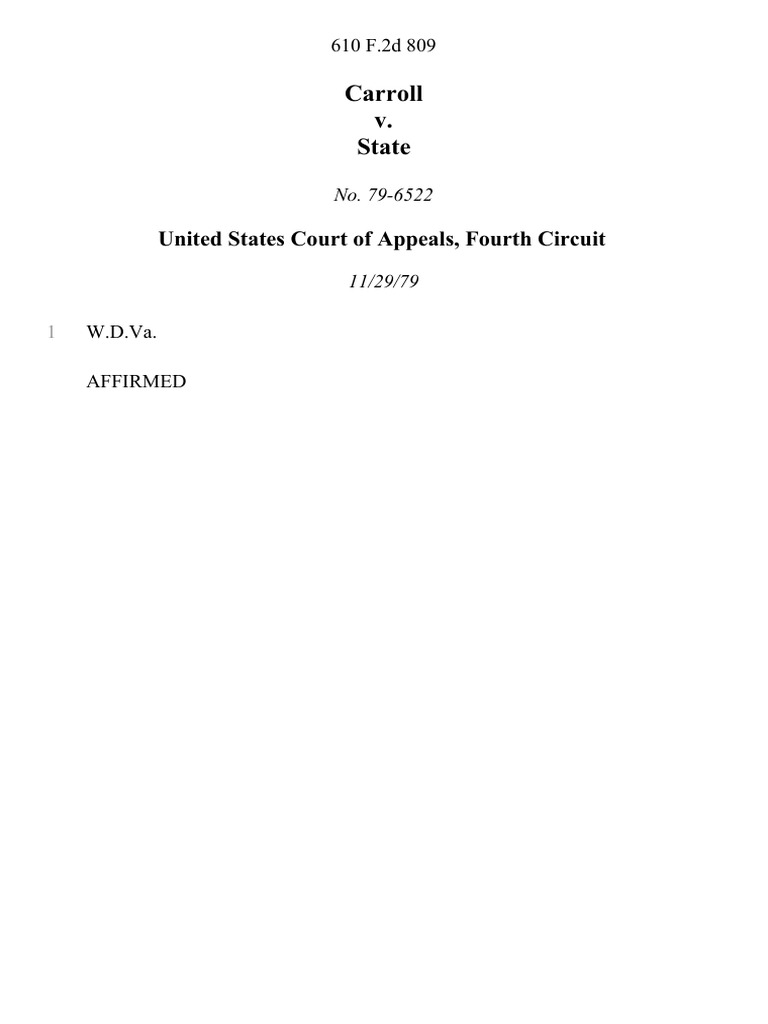 Carroll v. State, 610 F.2d 809, 4th Cir. (1979) | PDF