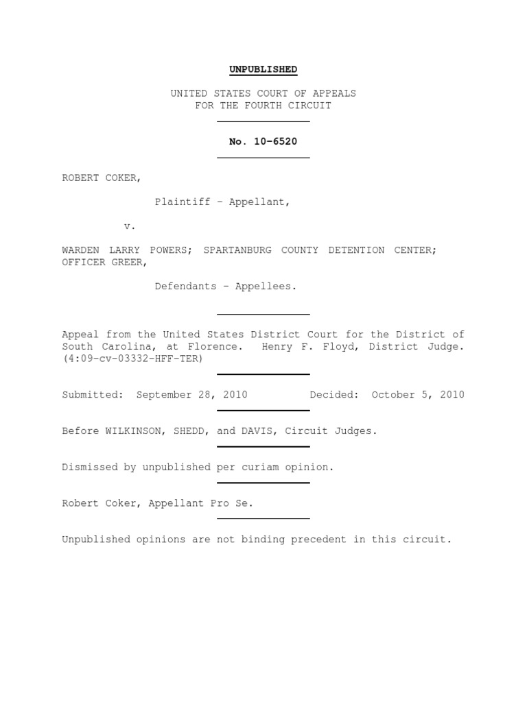 Coker v. Powers, 4th Cir. (2010) | PDF