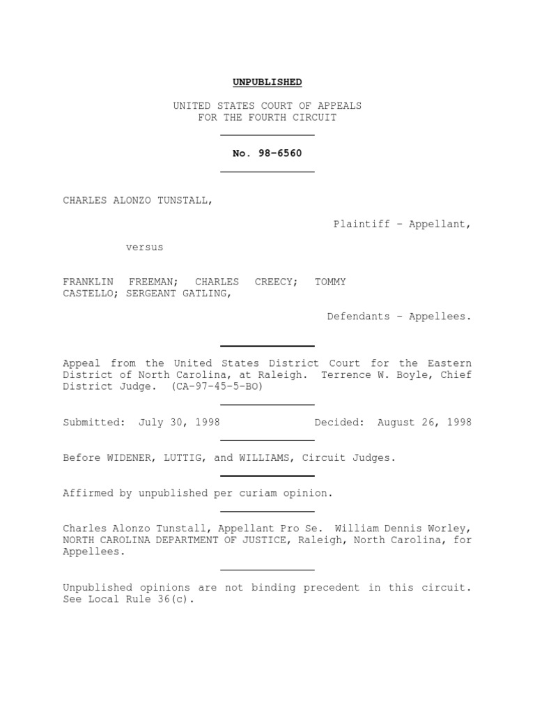 Tunstall v. Freeman Appeal Decision | PDF