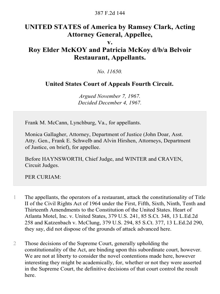 United States of America by Ramsey Clark, Acting Attorney General v ...