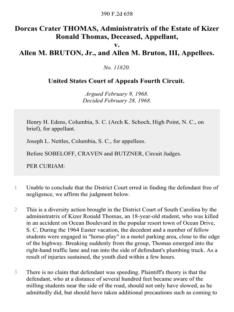 Dorcas Crater Thomas, Administratrix of The Estate of Kizer Ronald ...