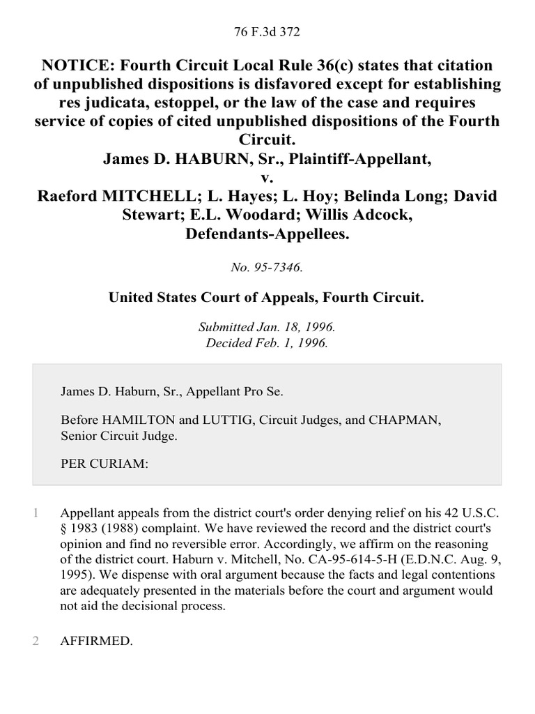 OWCP Case: Haburn v. Adcock Appeal | PDF