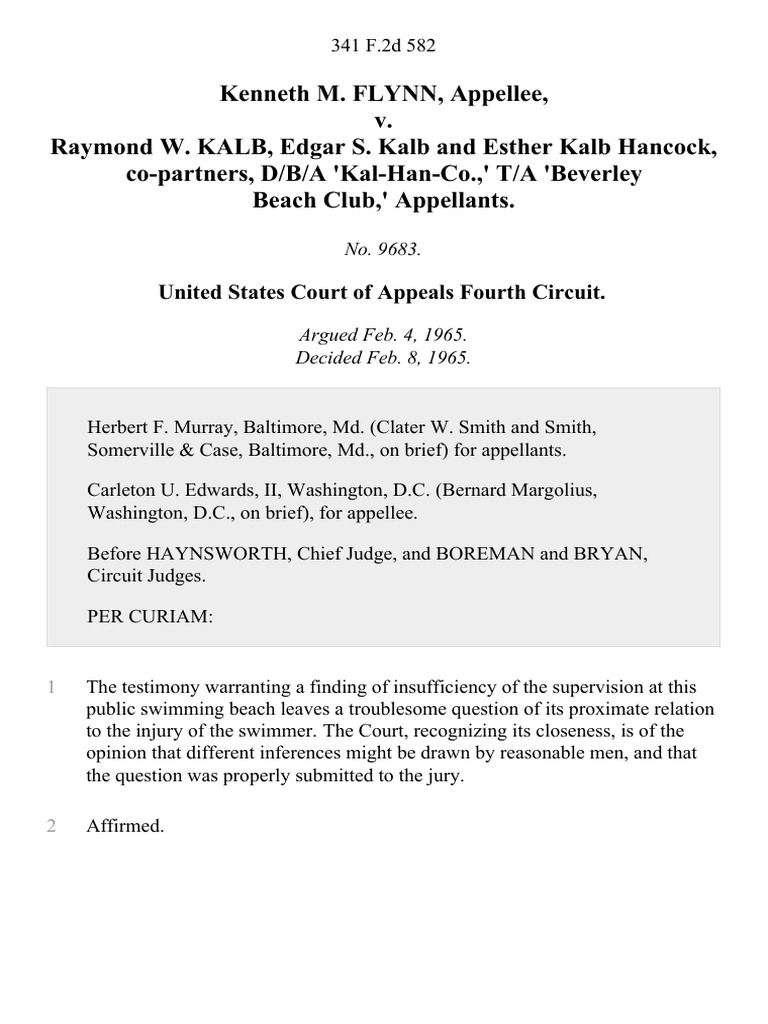Kenneth M. Flynn v. Raymond W. Kalb, Edgar S. Kalb and Esther Kalb ...