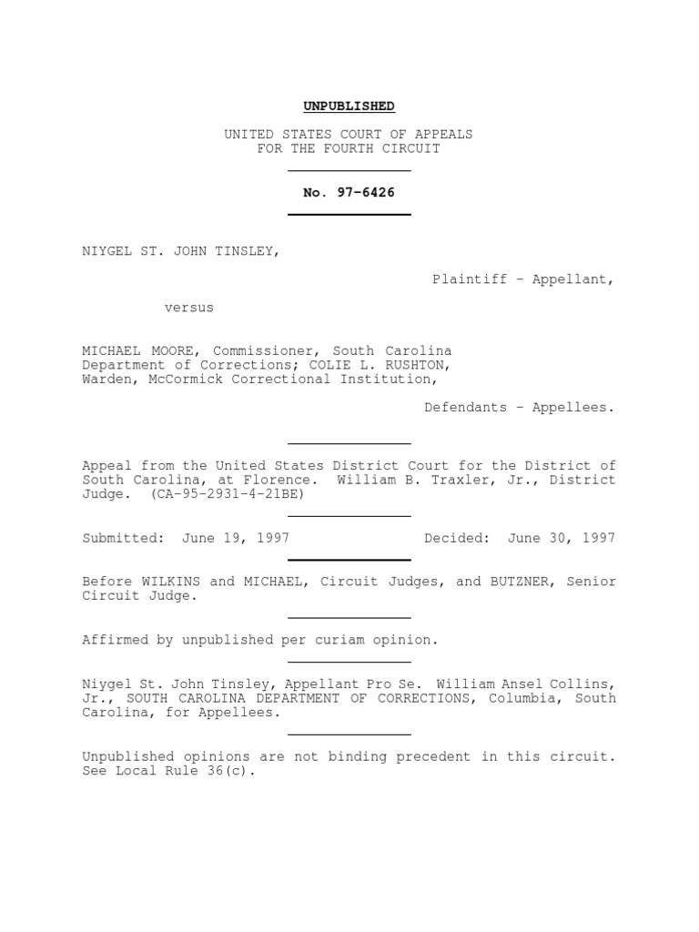 Tinsley v. Moore Appeal Decision | PDF