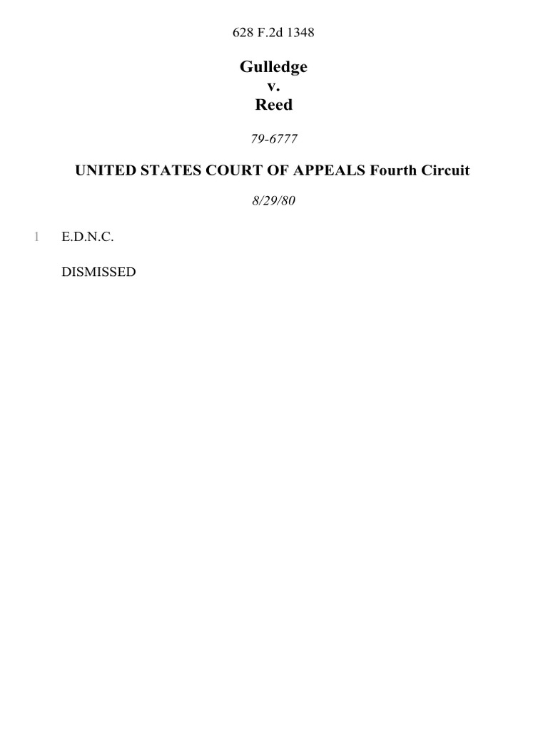 Gulledge v. Reed, 628 F.2d 1348, 4th Cir. (1980) | PDF | Law