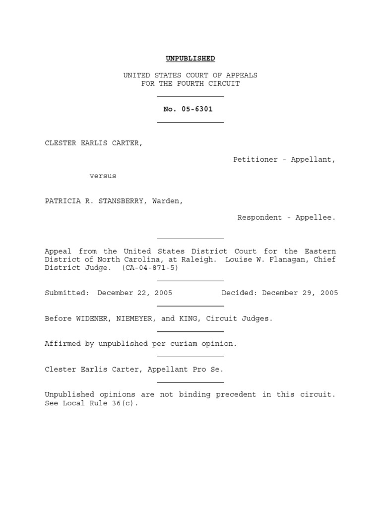 Carter v. Stansberry, 4th Cir. (2005) | PDF