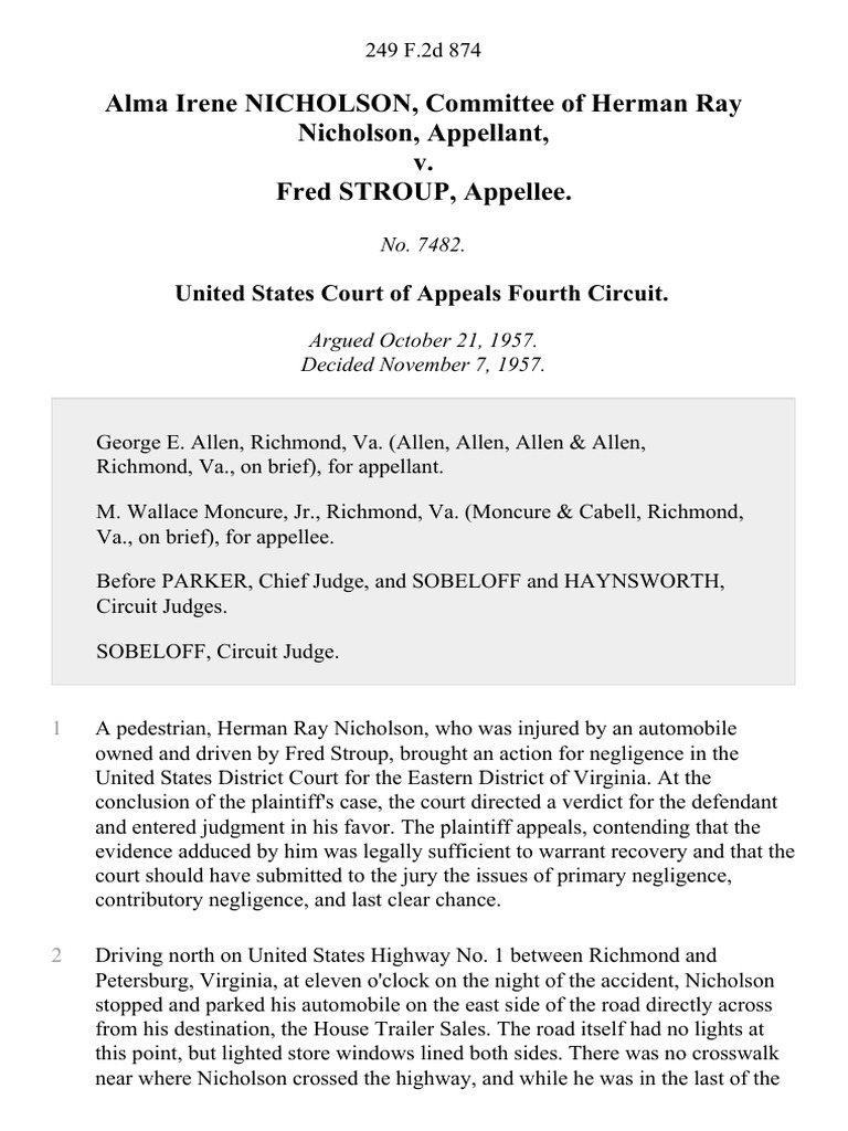 Alma Irene Nicholson, Committee of Herman Ray Nicholson v. Fred Stroup ...