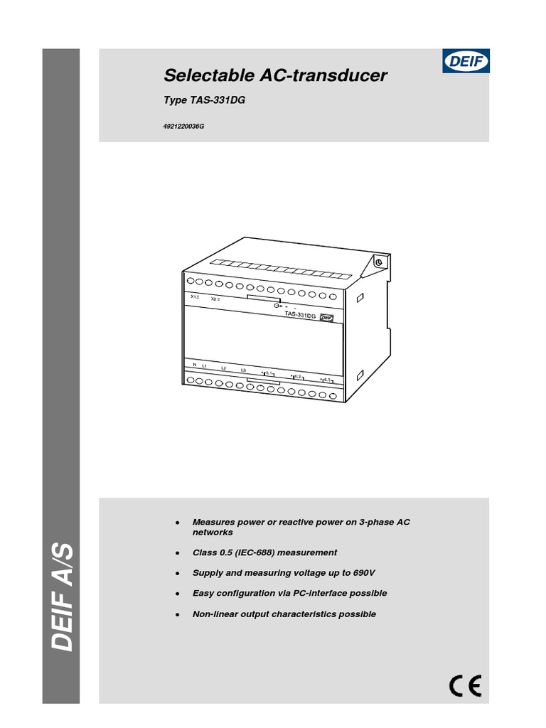 DEIF TAS-331DG AC Transducer Overview | PDF | Electrical Components ...