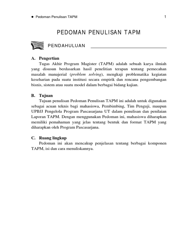 Pedoman Penulisan TAPM PPs-UT | PDF