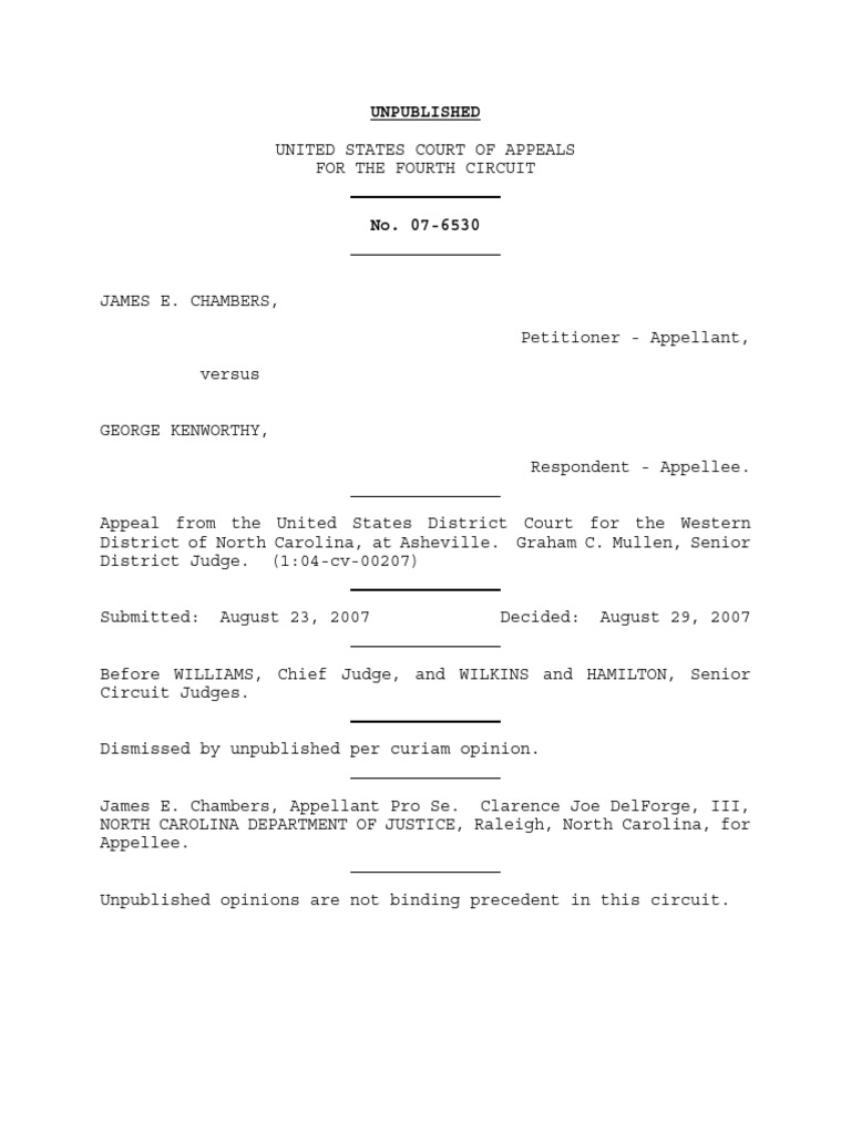 Chambers v. Kenworthy Appeal Dismissed | PDF | Politics | Sports ...